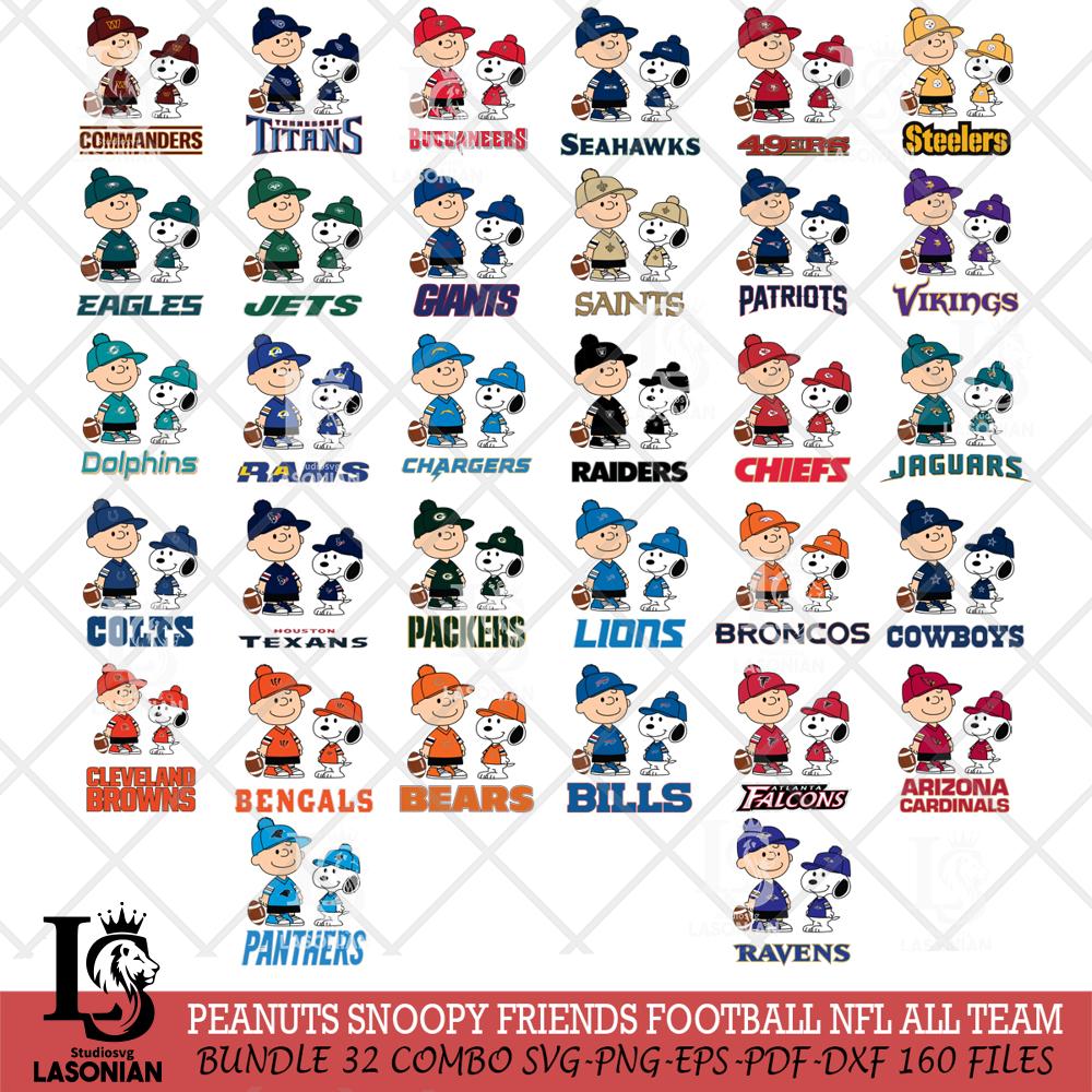 Peanuts Snoopy Friends Football NFL ALL TEAM – lasoniansvg