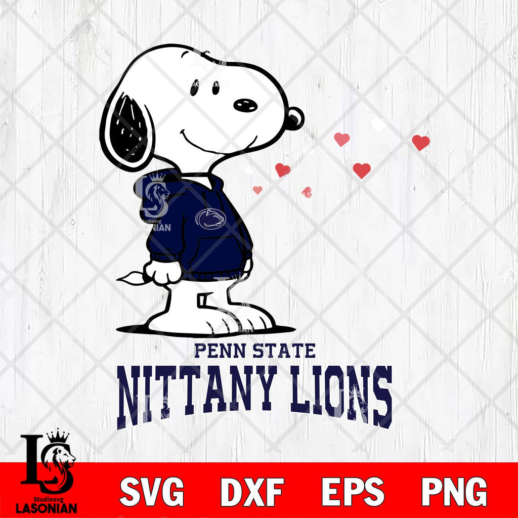 Penn State Nittany Lions Valentine Snoopy with Heart File cut , Criucut ...