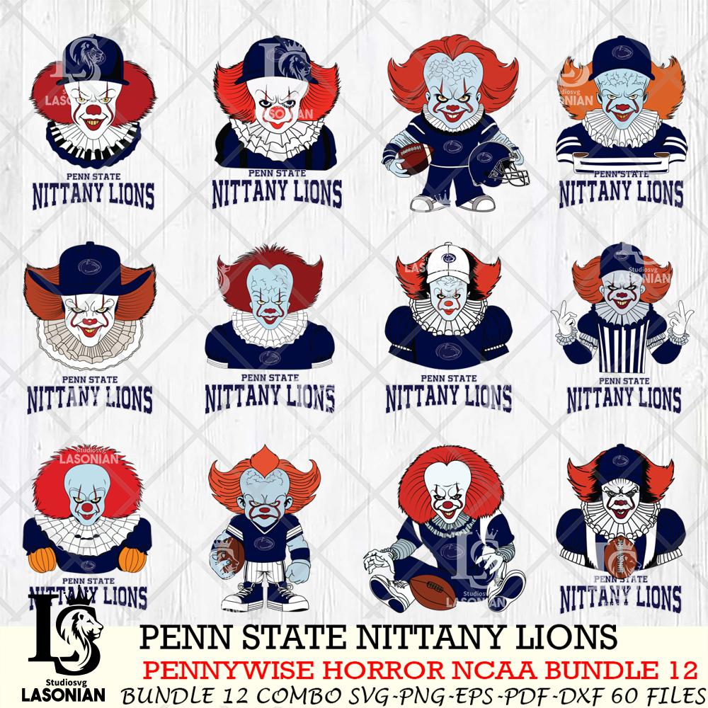 Penn State Nittany Lions Pennywise Horror NCAA Bundle 12 SVG – lasoniansvg