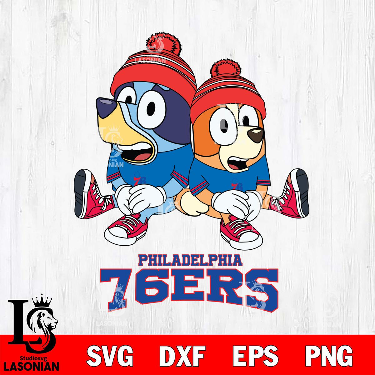 Philadelphia 76ers Christmas Bluey & Bingo Sit – lasoniansvg