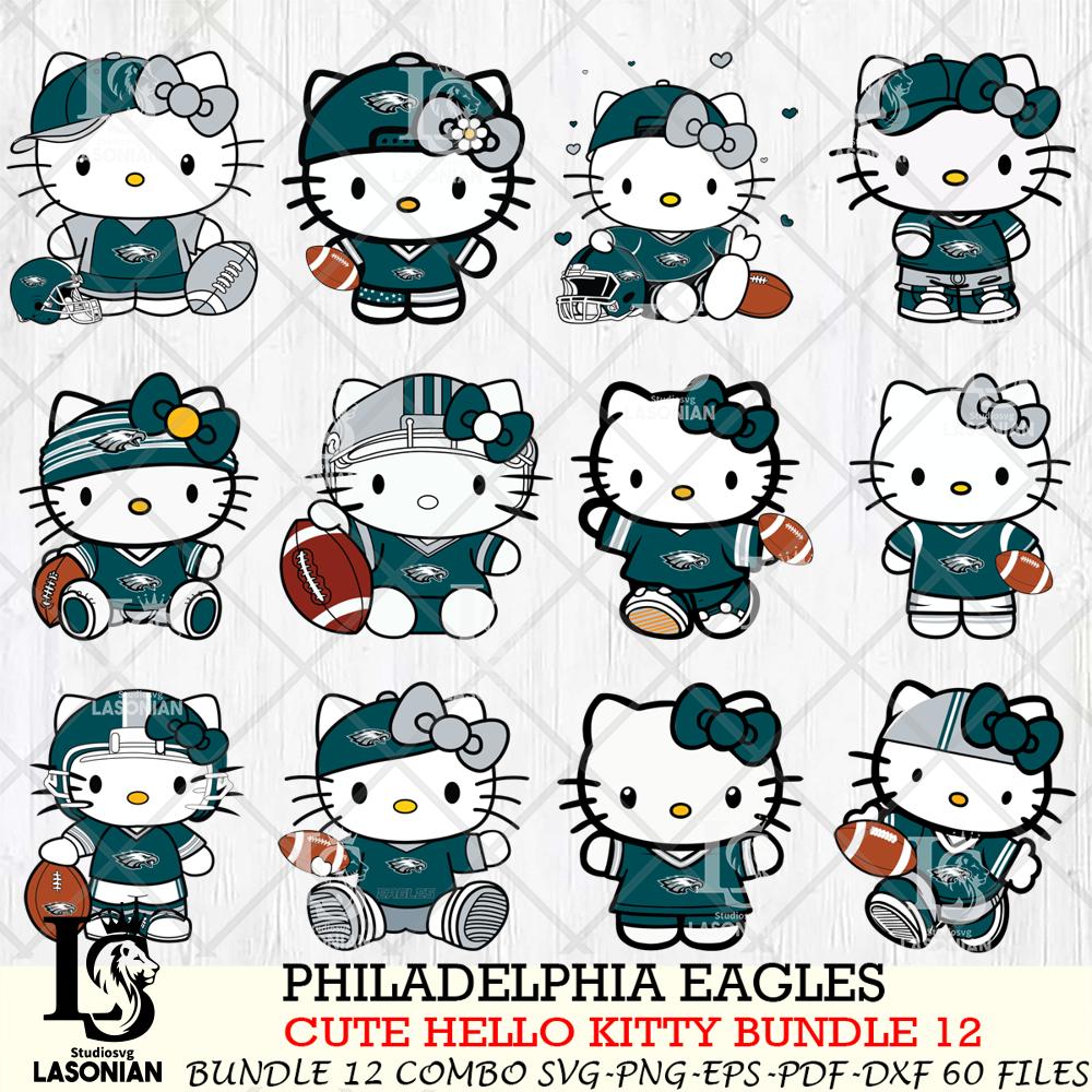 Philadelphia Eagles Cute Hello Kitty NFL Bundle 12 SVG – lasoniansvg