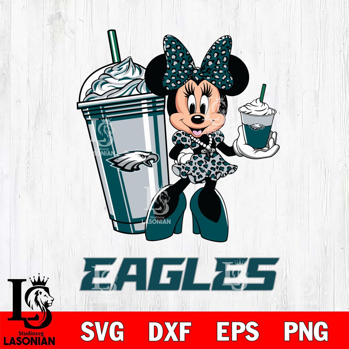 Philadelphia Eagles Minnie Mouse Fan And Coffee – lasoniansvg