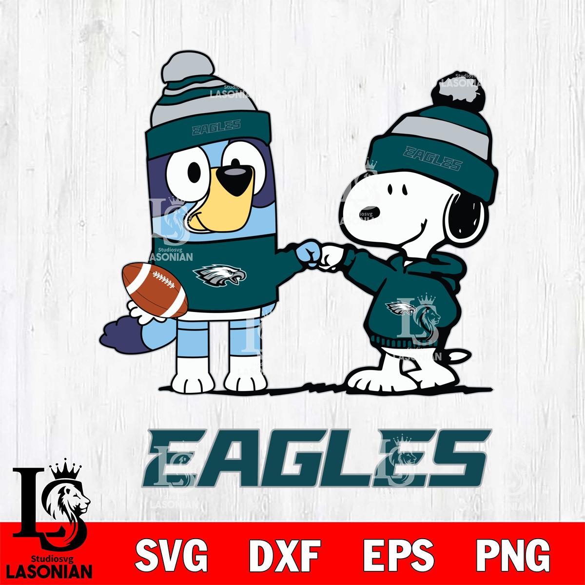 Philadelphia Eagles Snoopy & Bluey Football – lasoniansvg