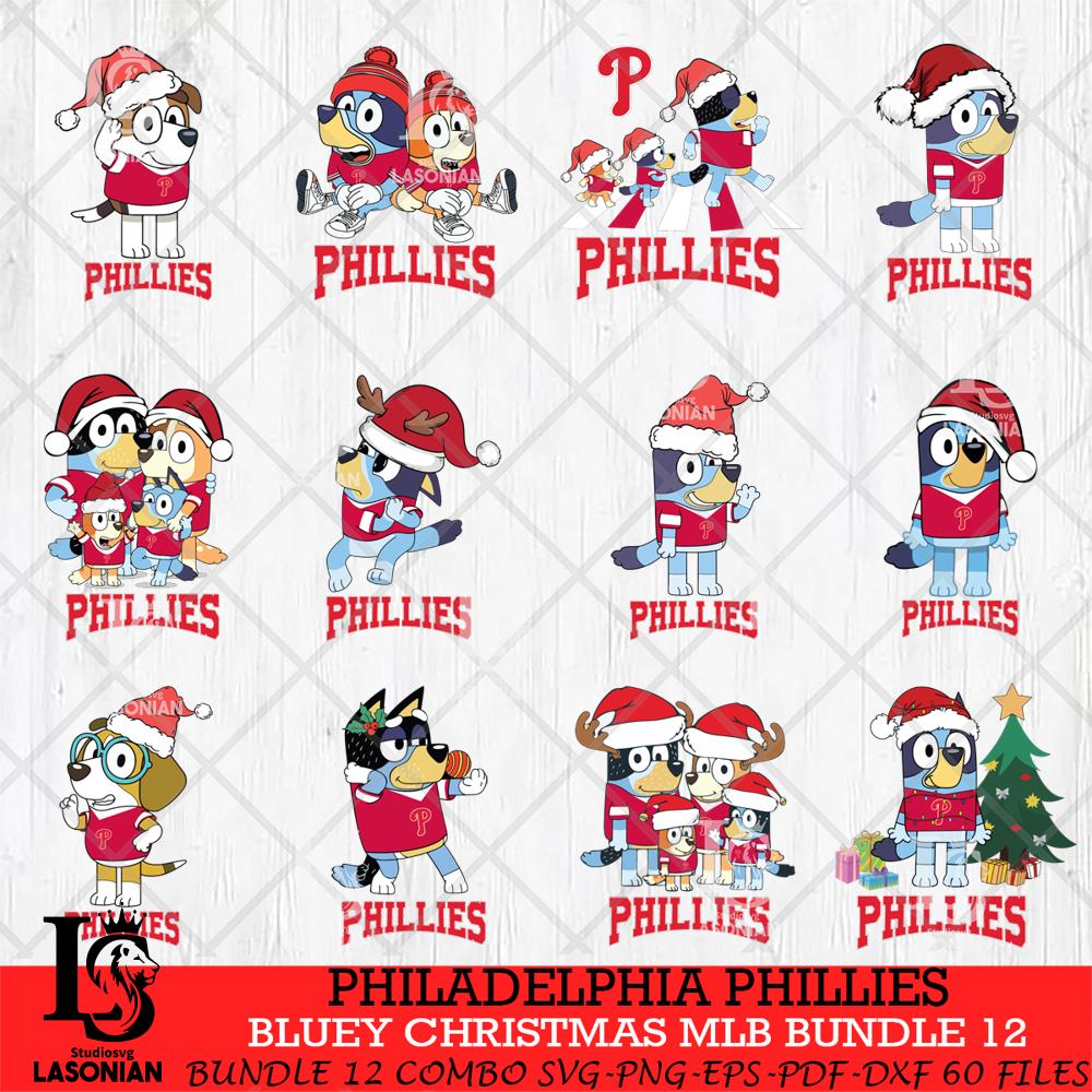Philadelphia Phillies Bluey Christmas MLB Bundle 12 file Cricut ...