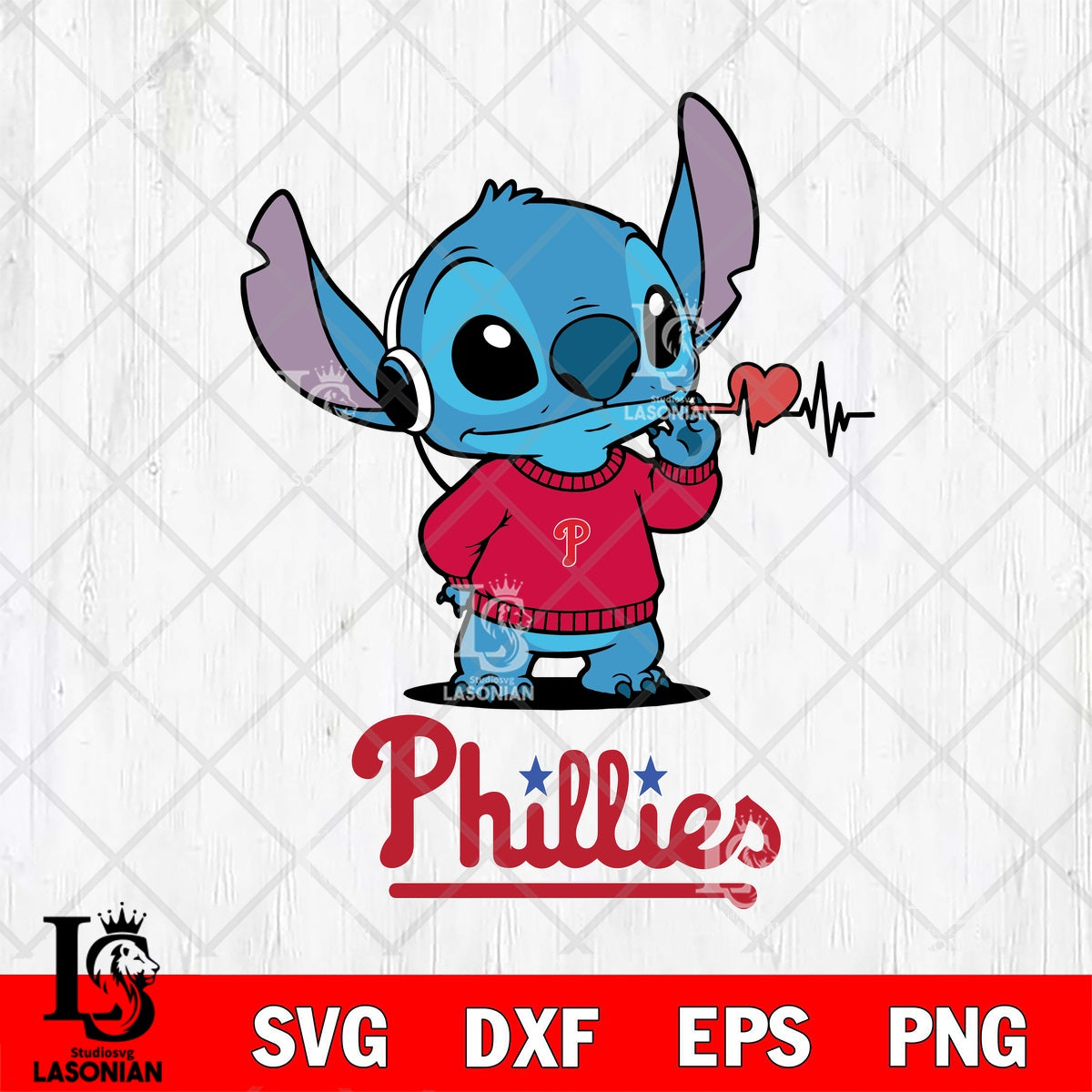 Philadelphia Phillies Stitch Headphones Heart File cut , Criucut ...