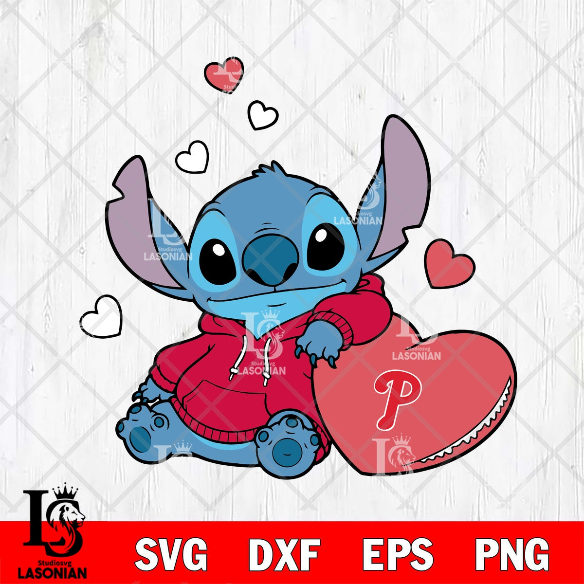 Philadelphia Phillies Stitch Hugging Big Heart File cut , Criucut ...
