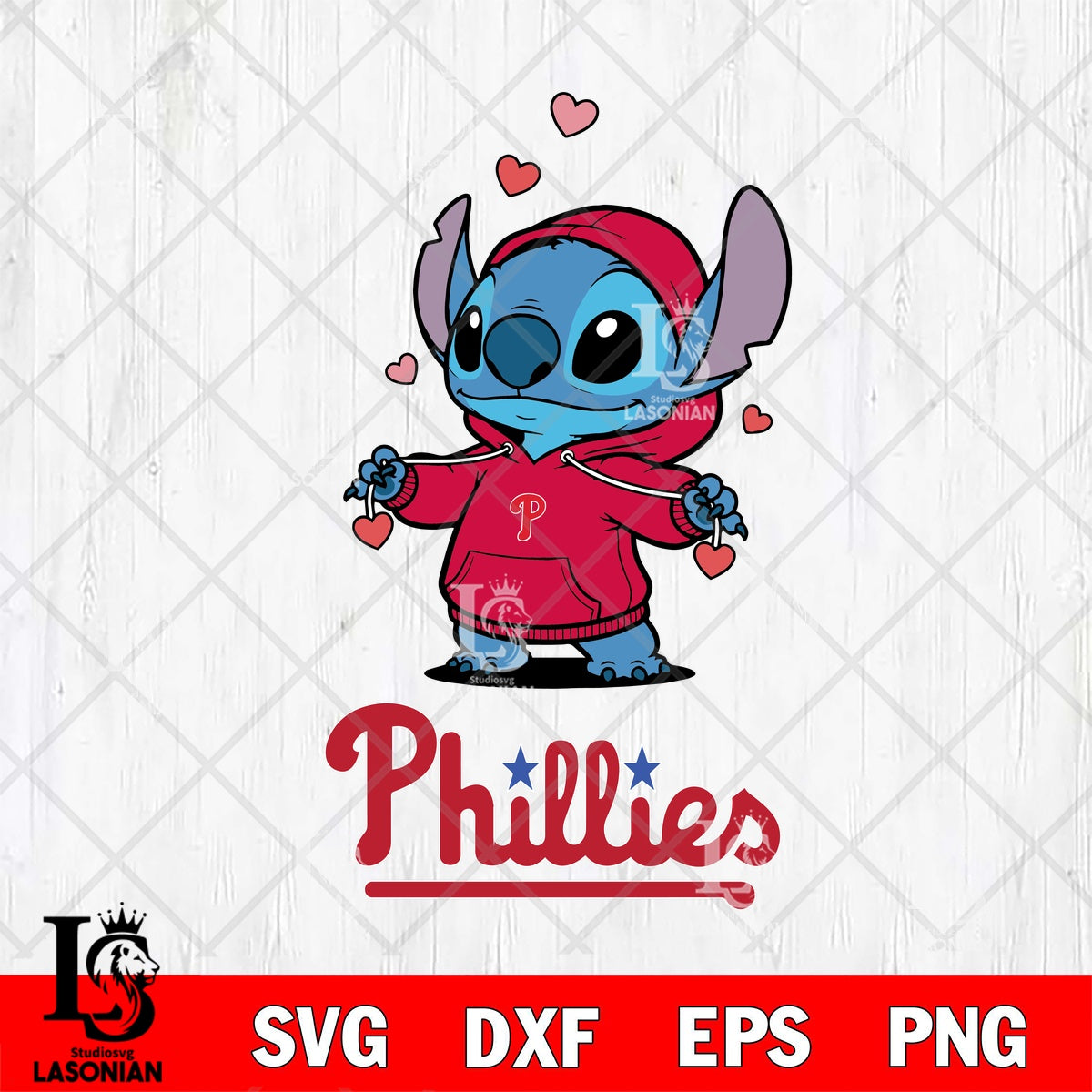 Philadelphia Phillies Stitch Valentine Heart Strings File cut , Criucut ...