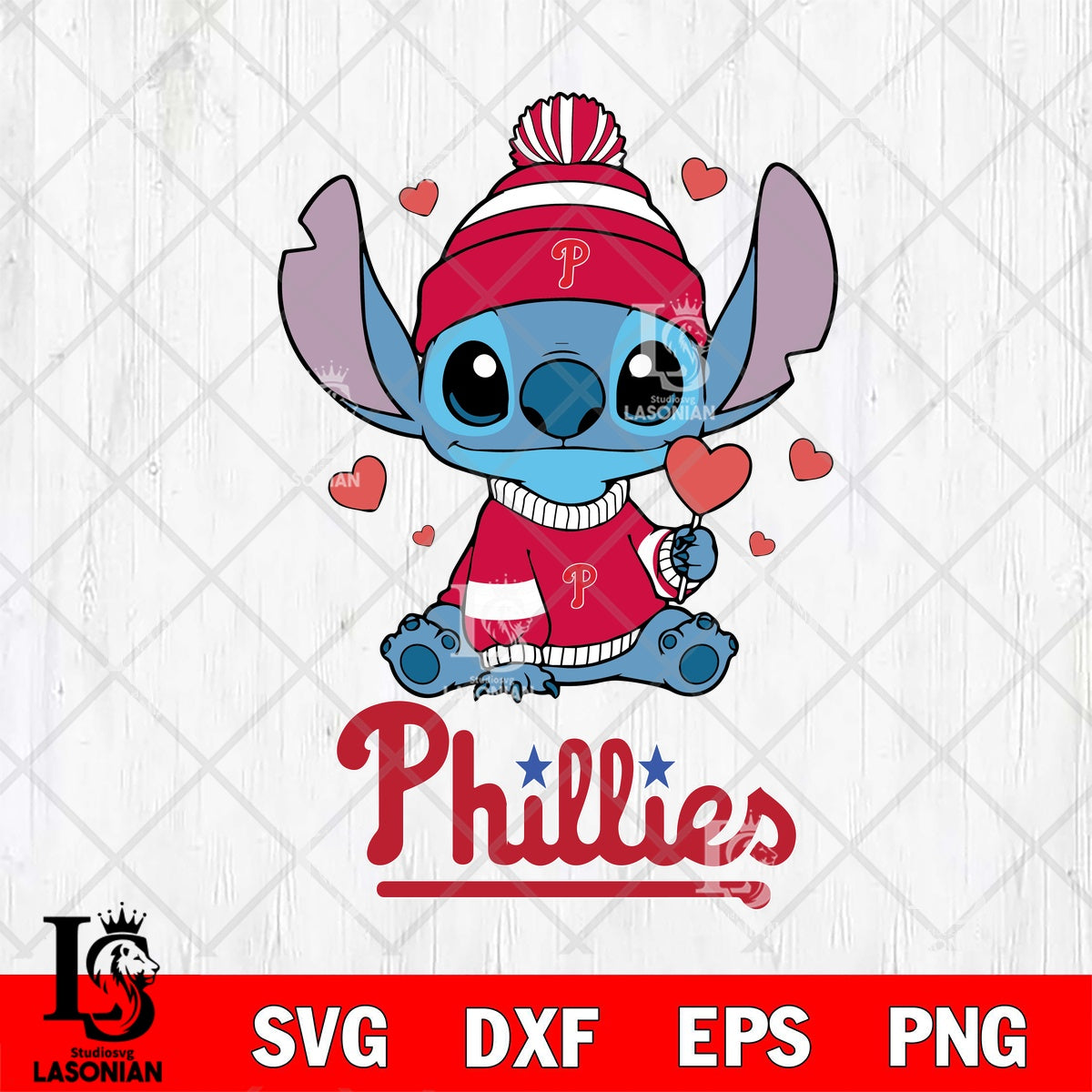 Philadelphia Phillies Stitch Valentine Holding Heart File cut , Criucut ...