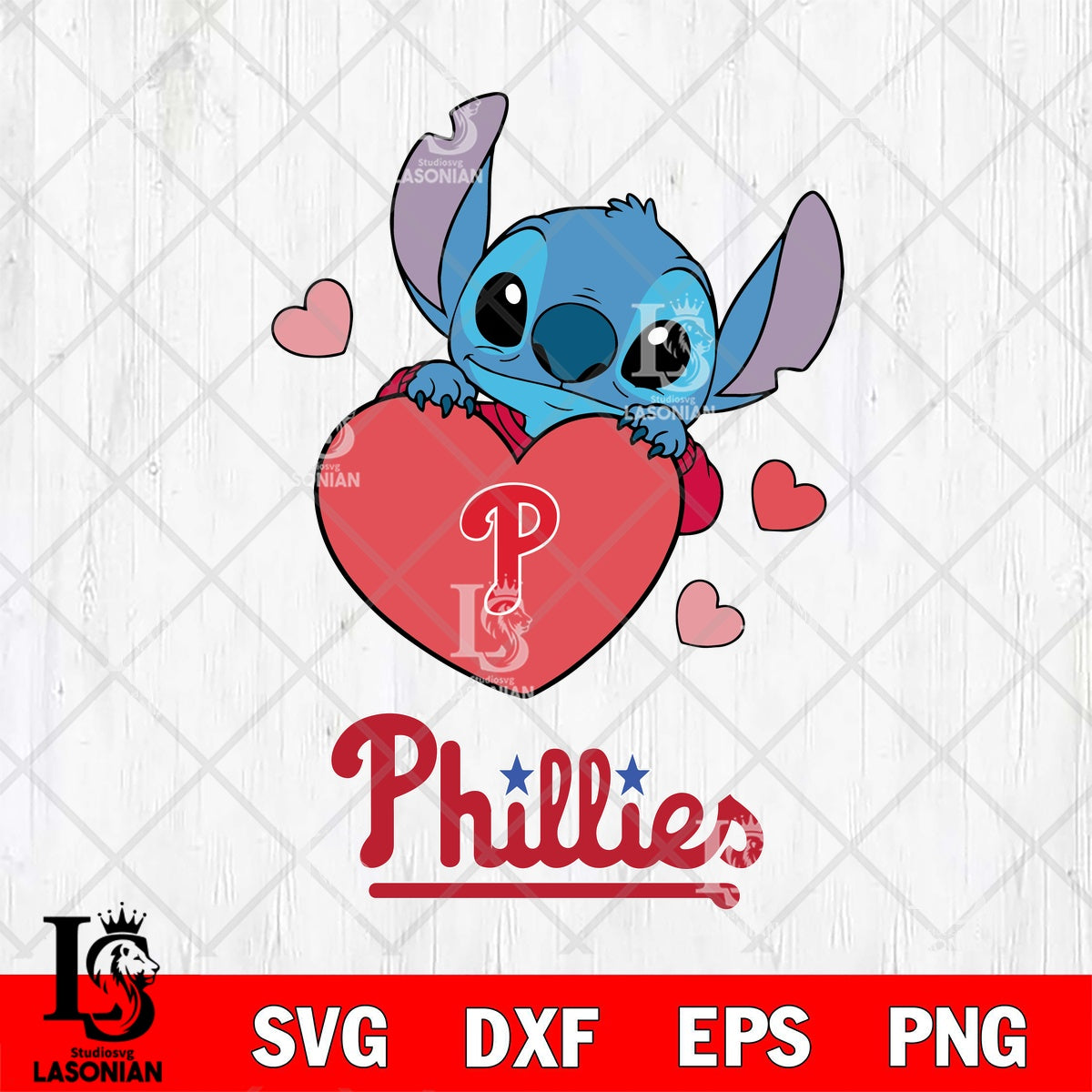 Philadelphia Phillies Stitch hugging heart File cut , Criucut , Digital ...