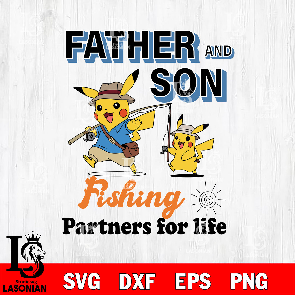 Pikachu Dad And Son Fishing Svg, Father And Son Fishing Partner For ...