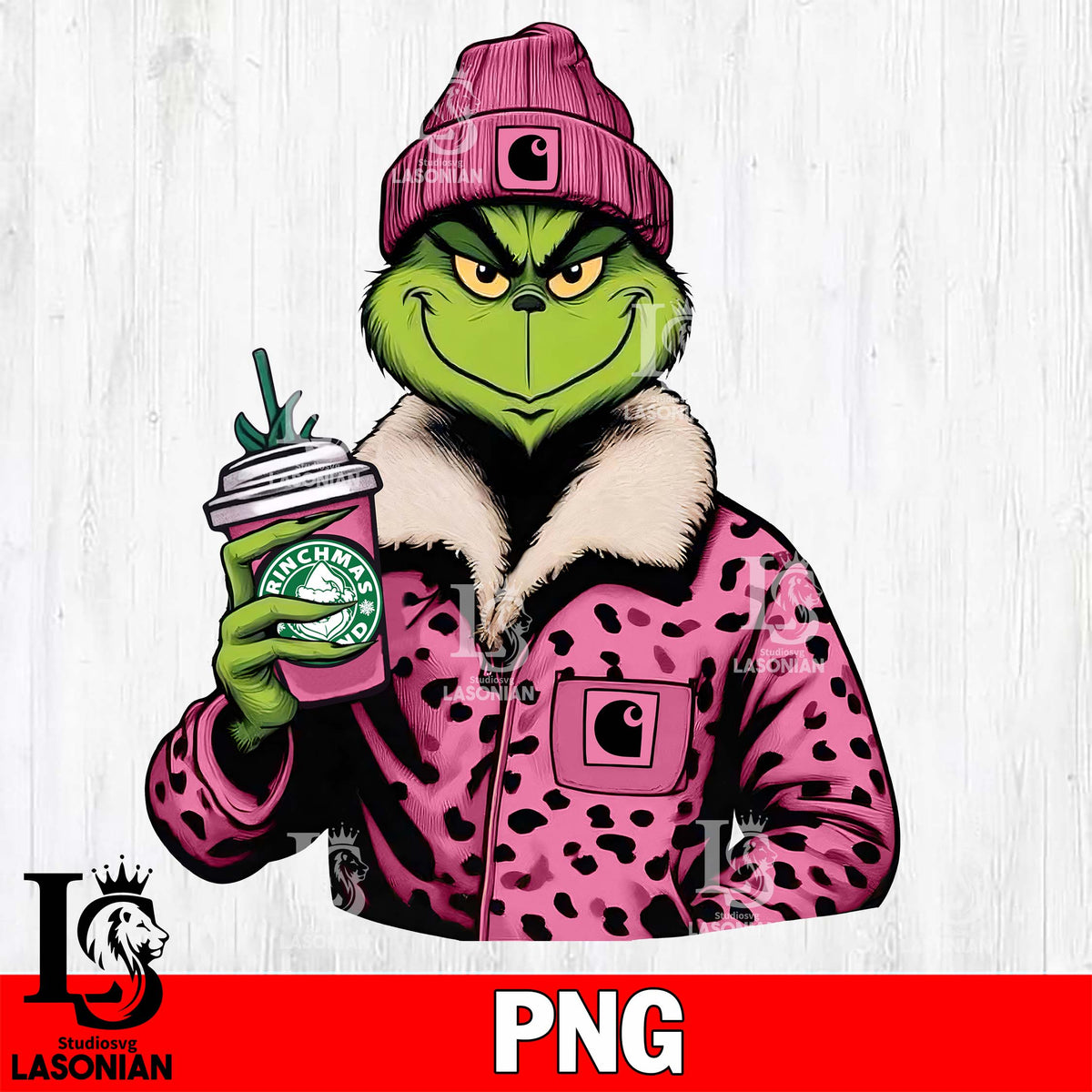 Pink Boujee Cartoon Leopard Png. grinchmas coffee PNG file , Digital D ...