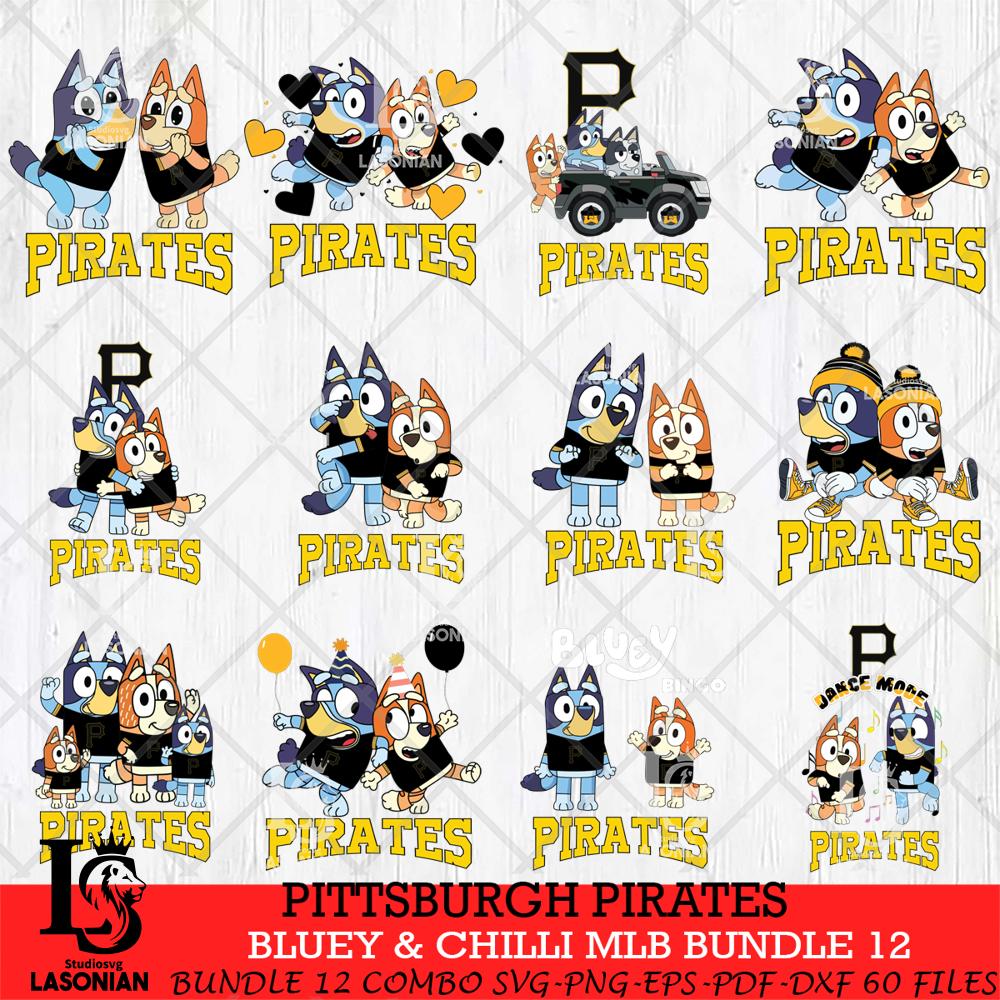 Pittsburgh Pirates Bluey & Bingo MLB Bundle 12 SVG – lasoniansvg