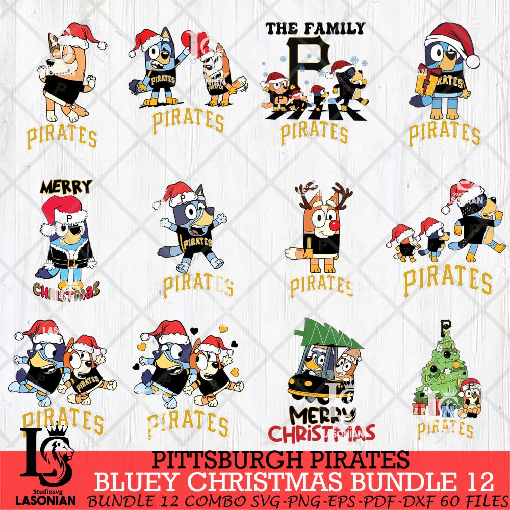 Pittsburgh Pirates Bluey Happy Christmas Bundle 12 – lasoniansvg