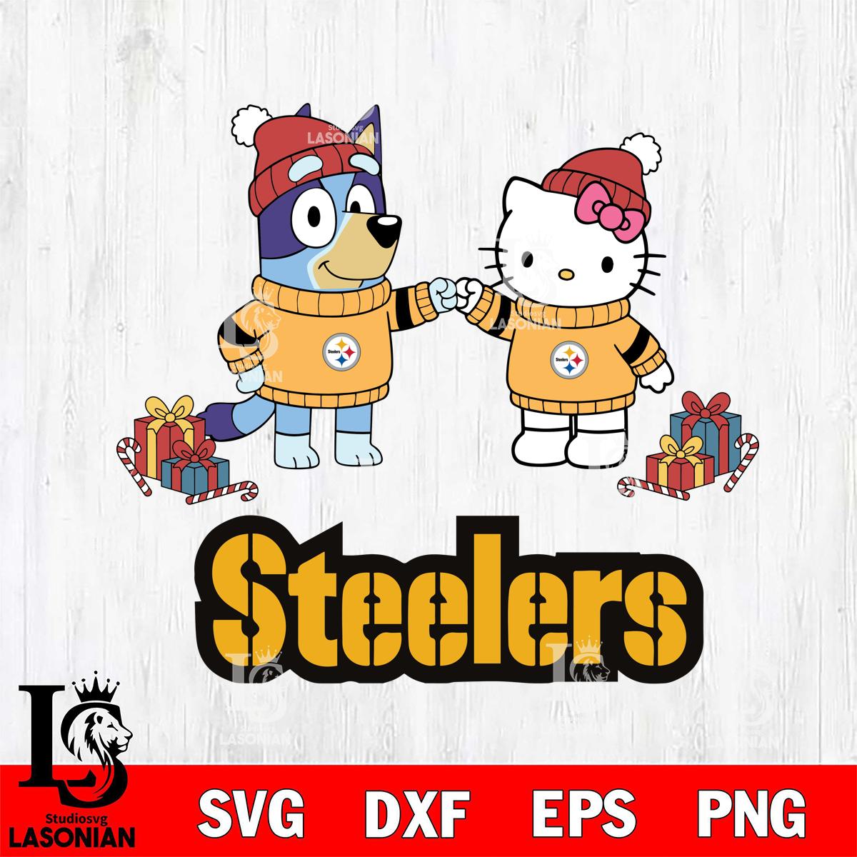 Pittsburgh Steelers Bluey With Hello kitty Christmas – lasoniansvg