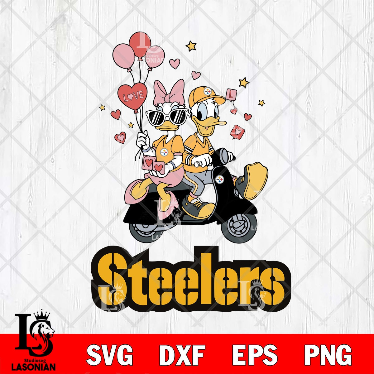 Pittsburgh Steelers Donald and Daisy Valentine File Cut, NFL SVG DXF ...