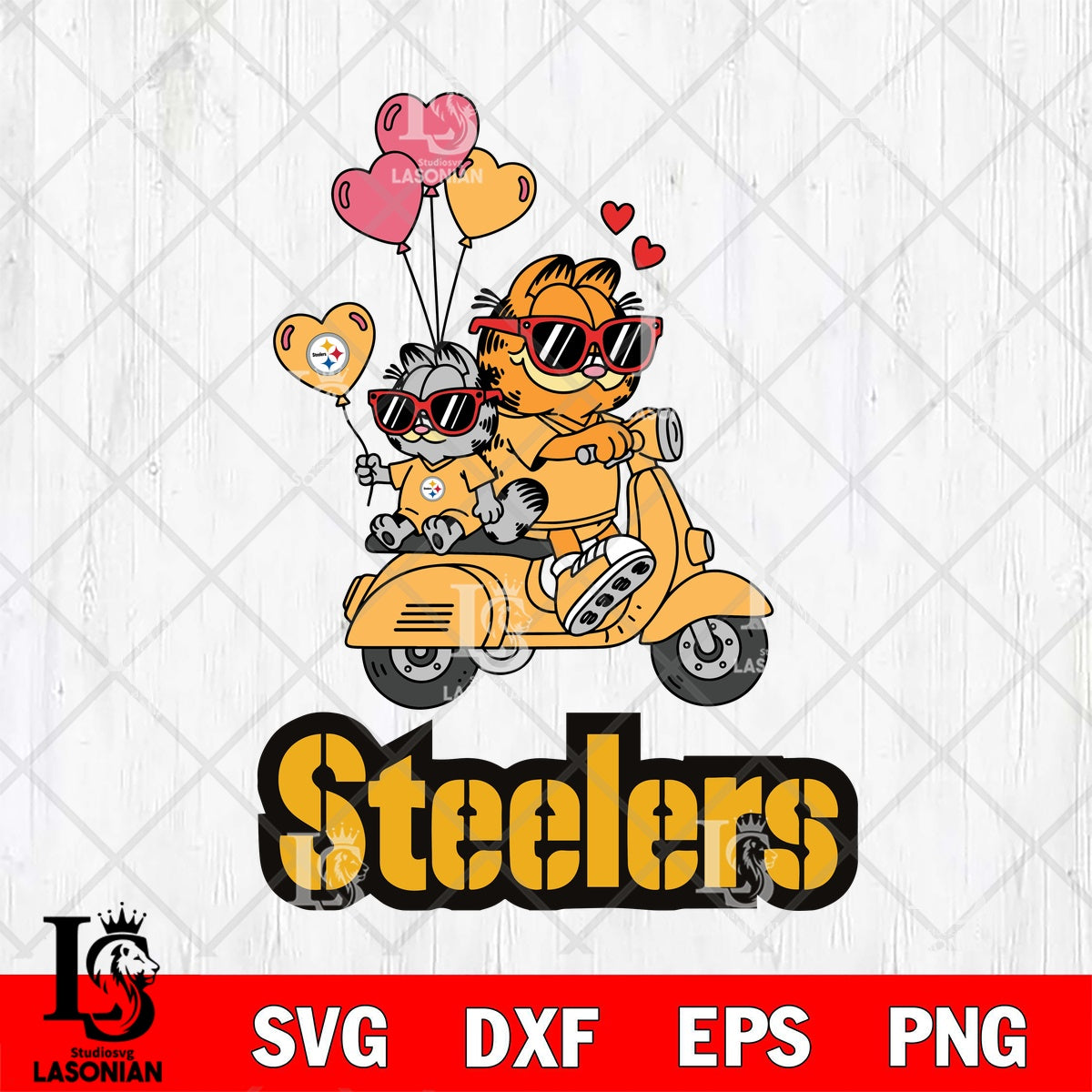 Pittsburgh Steelers Garfield and Nermal Valentine File Cut, NFL SVG DXF ...