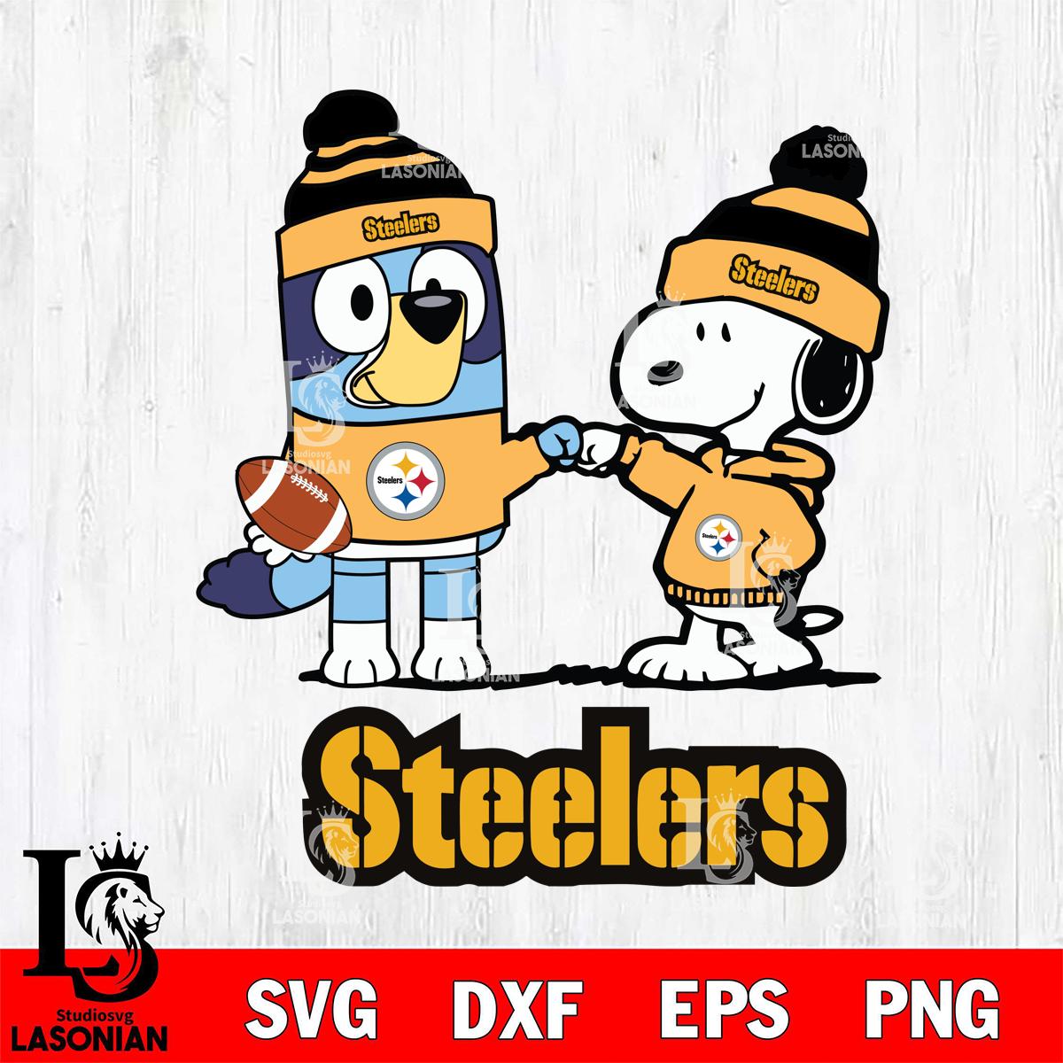 Pittsburgh Steelers Snoopy & Bluey Football – lasoniansvg