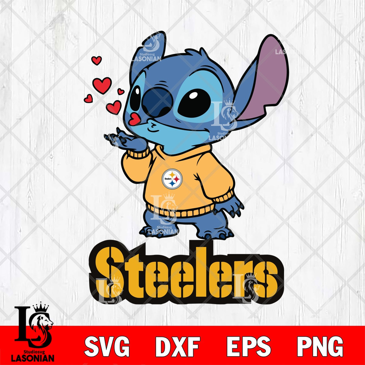 Pittsburgh Steelers Stitch Kiss Valentine Digital Download, NFL SVG DXF ...