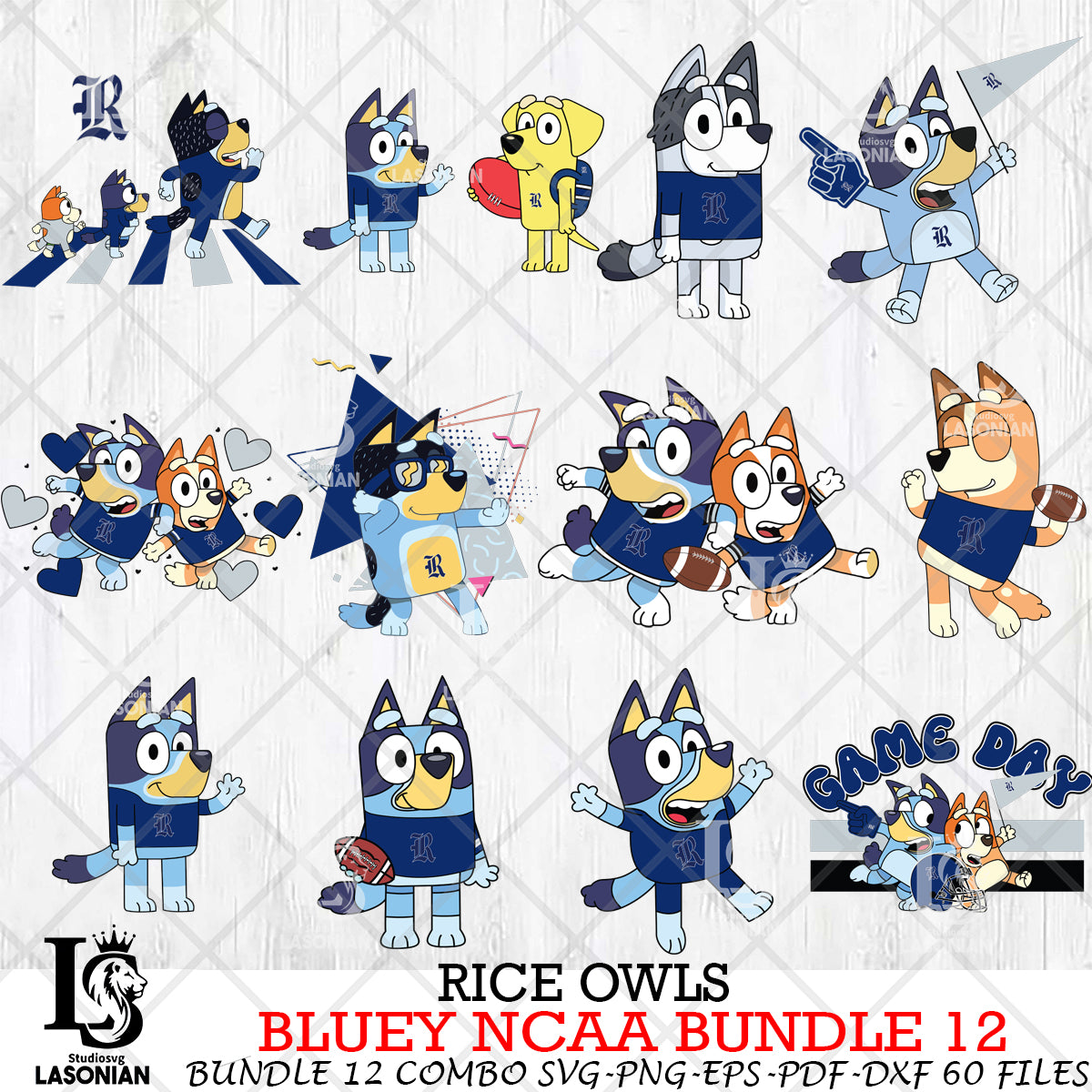 Rice Owls Bluey NCAA Bundle 12 – lasoniansvg