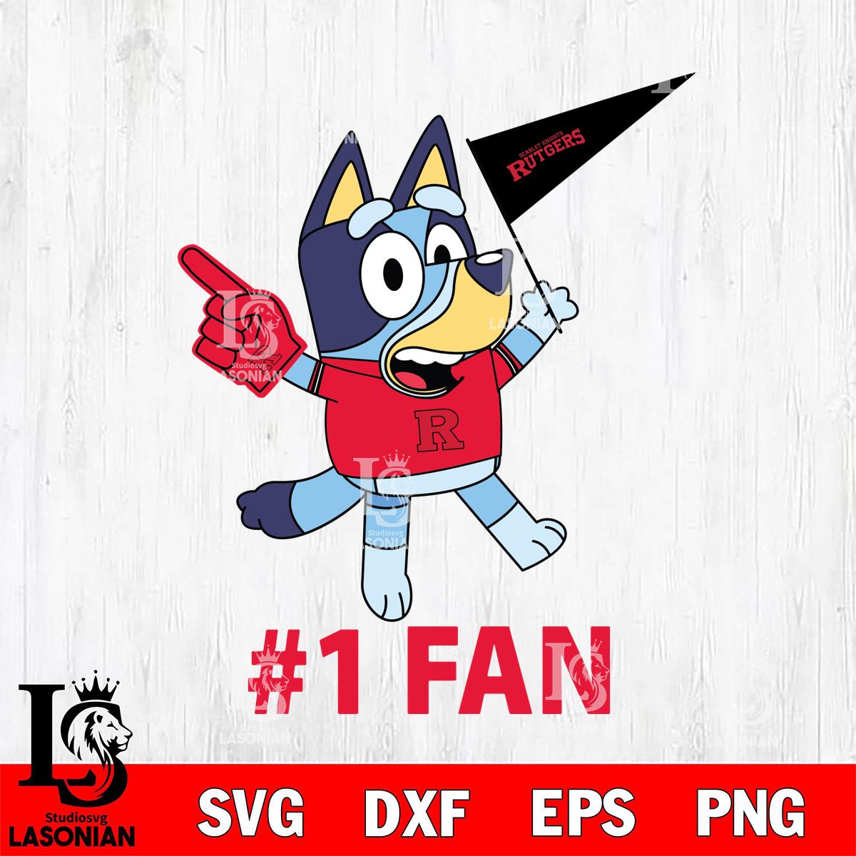 Rutgers Scarlet Knights Bluey #1 Fan – lasoniansvg