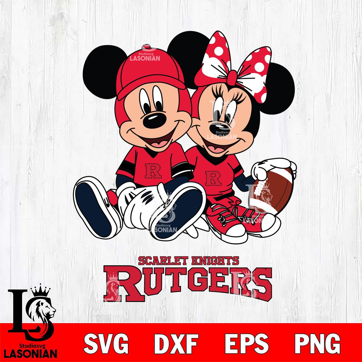 Rutgers Scarlet Knights Disney Mickey And Minnie Football – lasoniansvg