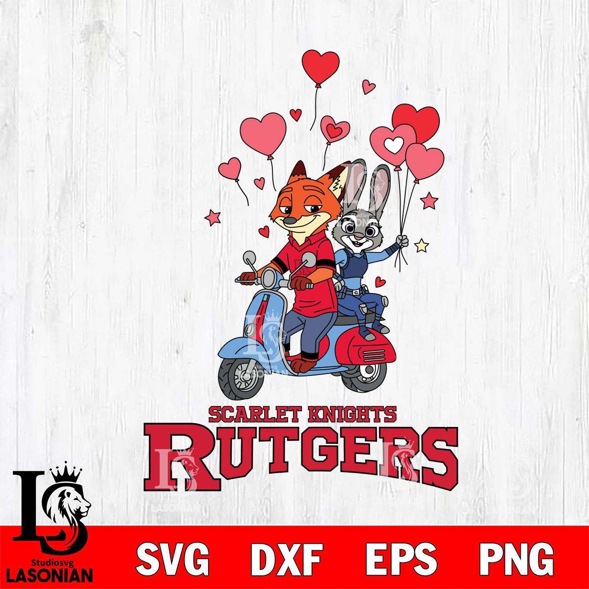 Rutgers Scarlet Knights Nick and Judy Valentine File Cut, NCAA SVG DXF ...