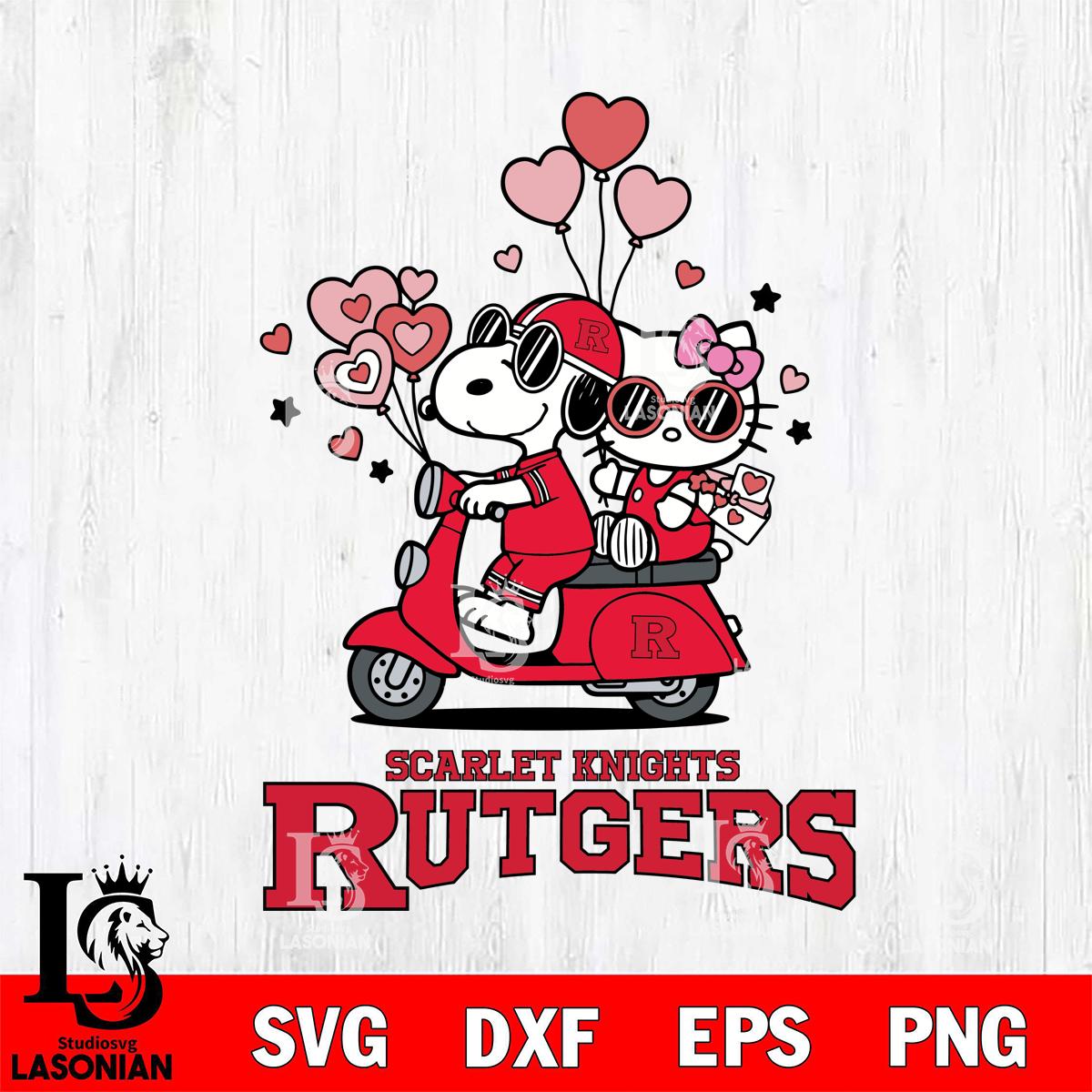 Rutgers Scarlet Knights Snoopy and Hello Kitty Valentine File Cut, NCAA ...