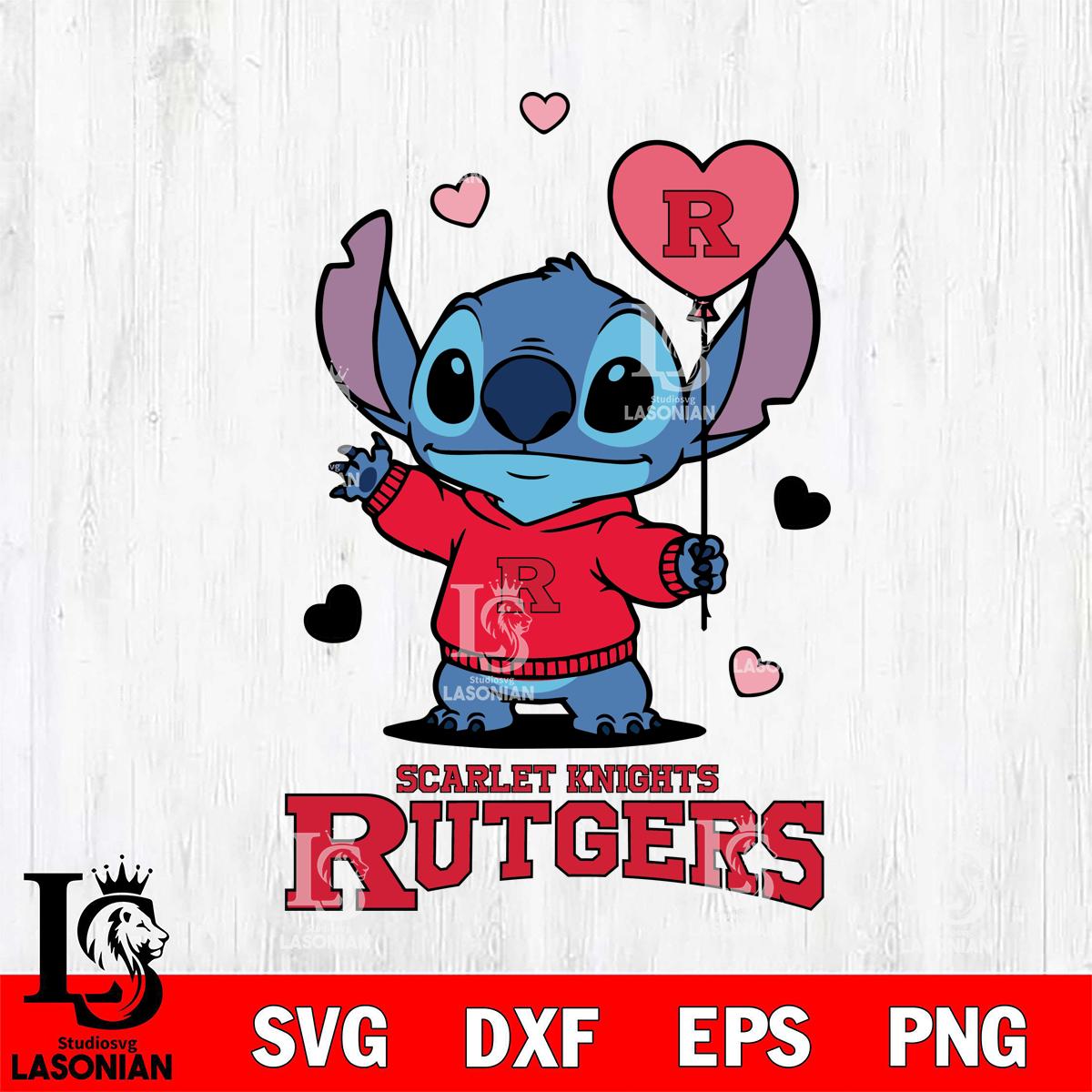Rutgers Scarlet Knights Stitch Balloons Heart Digital Download, NCAA ...
