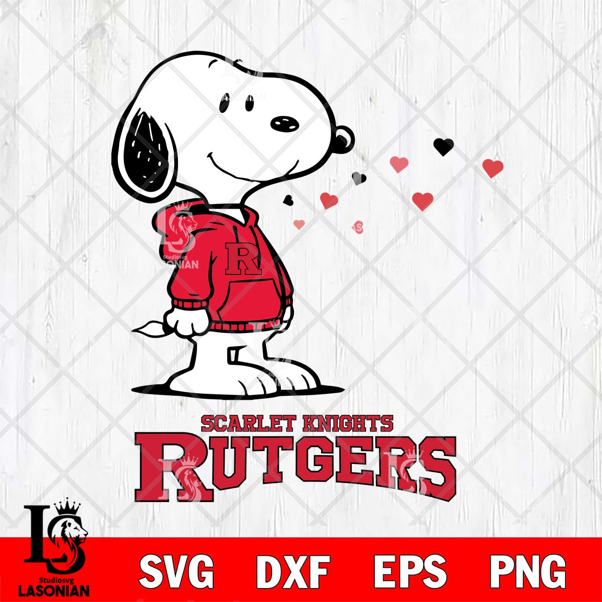 Rutgers Scarlet Knights Valentine Snoopy with Heart File cut , Criucut ...