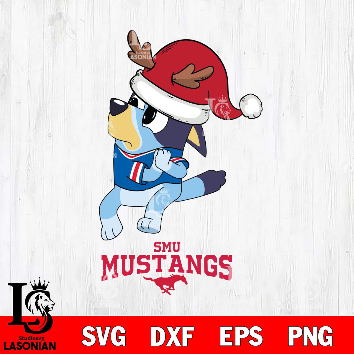 SMU Mustangs Christmas Bluey Santa Claus – lasoniansvg