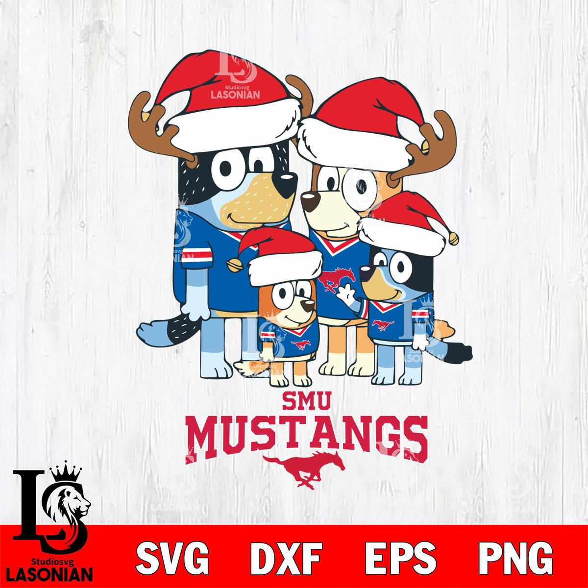 SMU Mustangs Christmas Bluey Santa Family – lasoniansvg