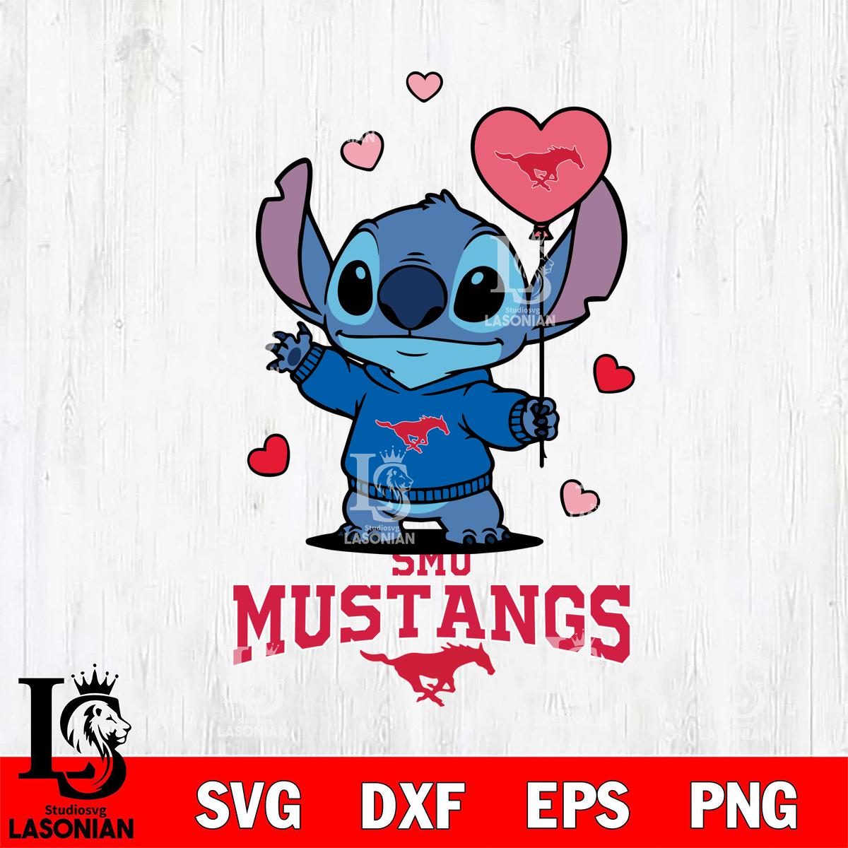 SMU Mustangs Stitch Balloons Heart Digital Download, NCAA SVG DXF EPS ...