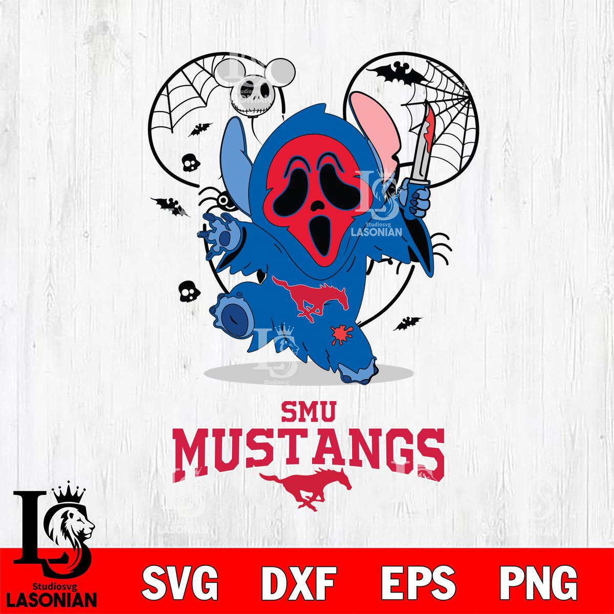 SMU Mustangs Stitch Ghost Face Halloween 2 – lasoniansvg