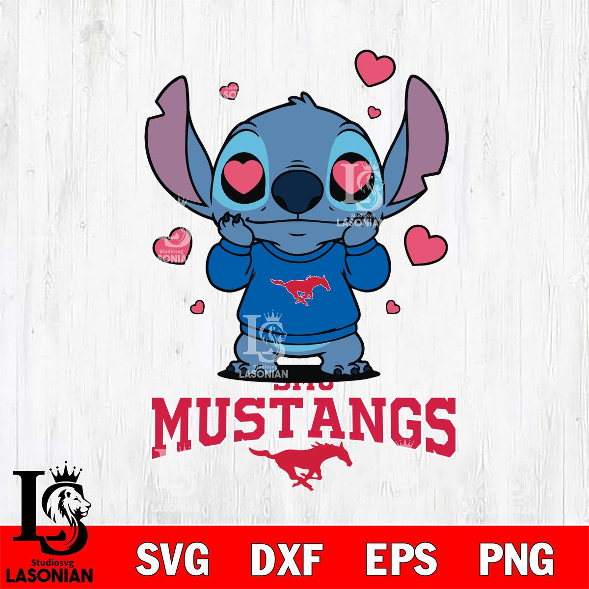 SMU Mustangs Stitch Valentine Heart Digital Download, NCAA SVG DXF EPS ...