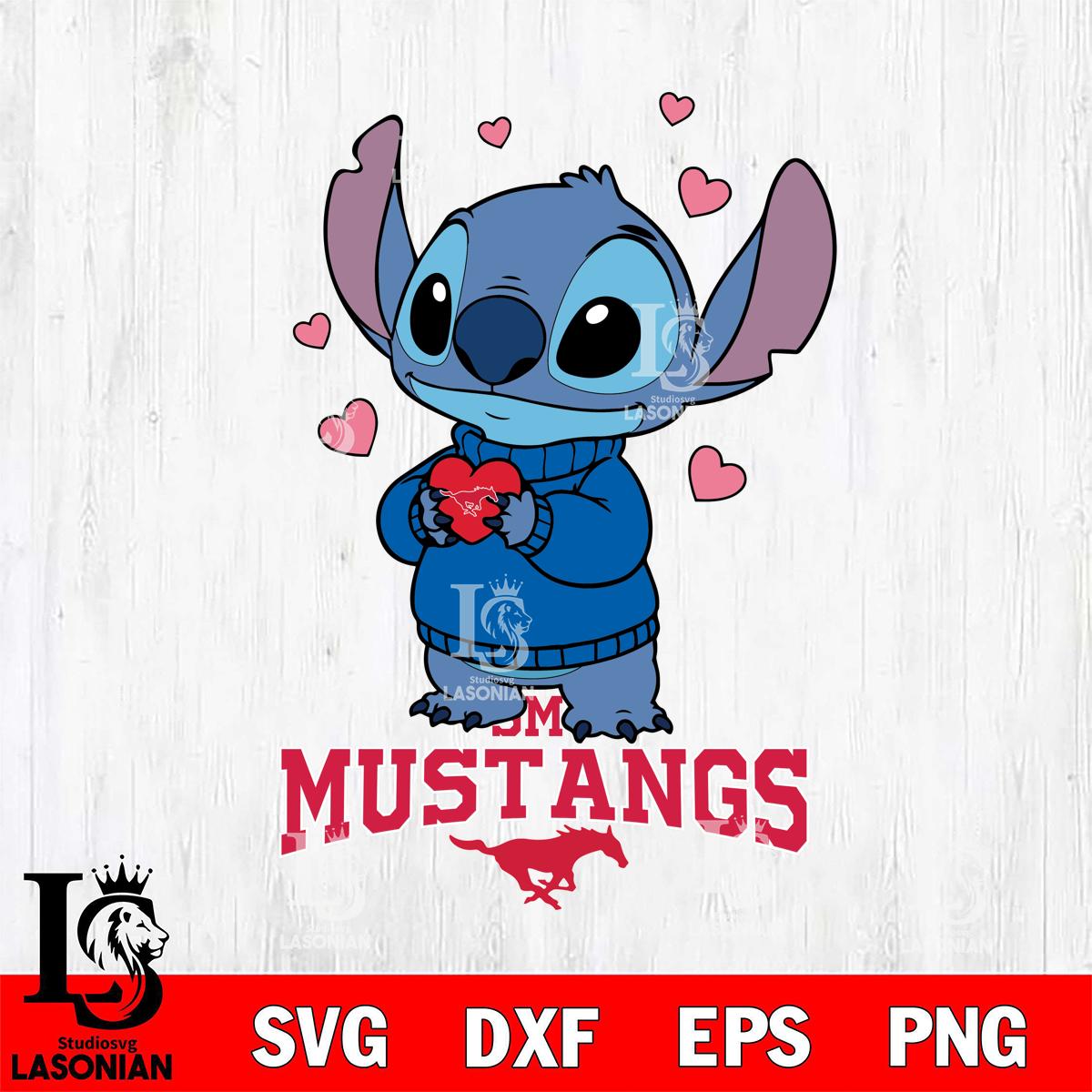 SMU Mustangs Stitch Valentine Digital Download, NCAA SVG DXF EPS PNG ...
