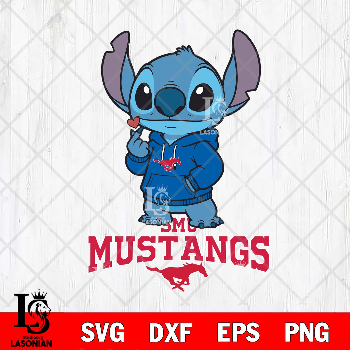 SMU Mustangs Stitch finger heart File cut , Football Criucut , Digital ...