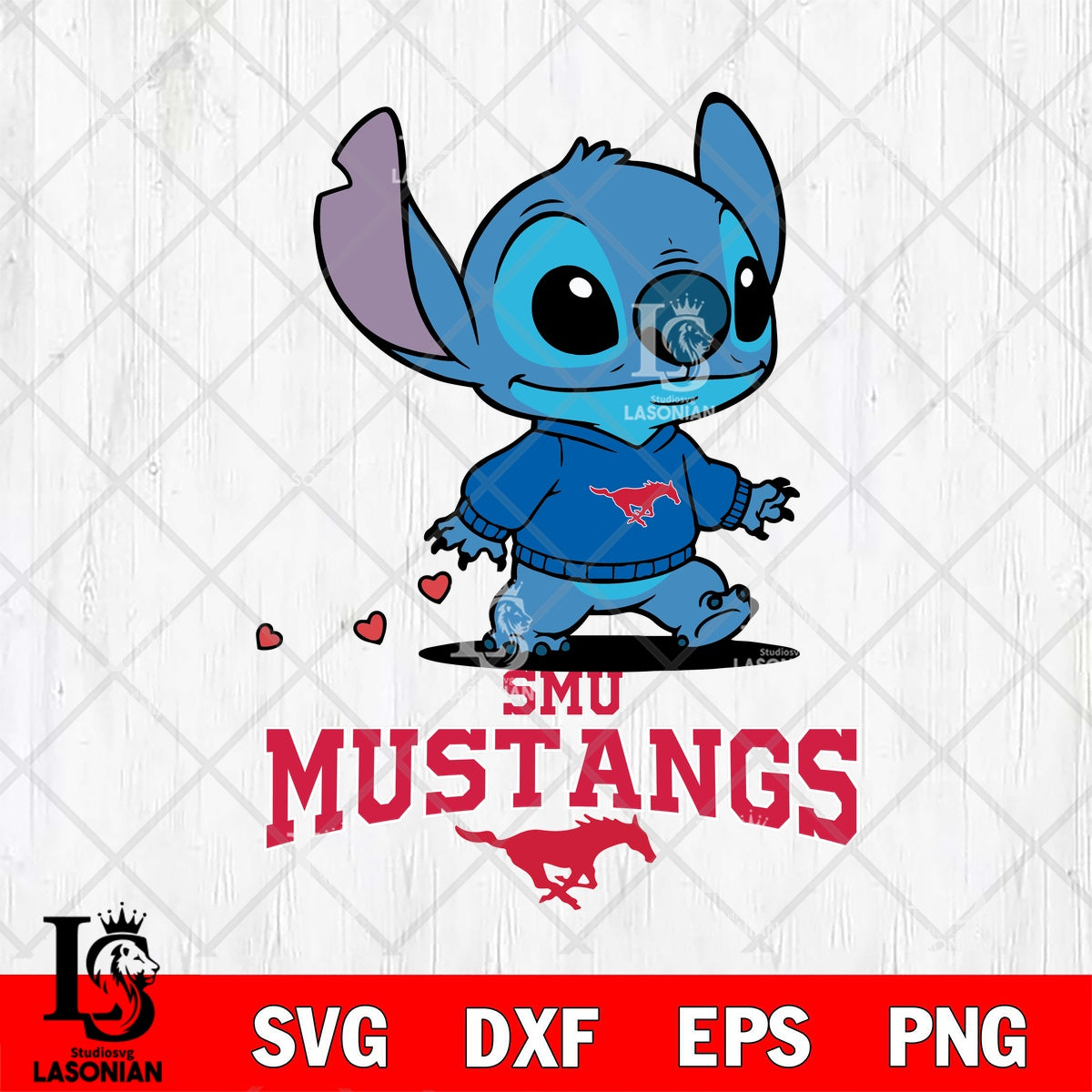 SMU Mustangs Stitch walking cartoon File cut , Football Criucut ...