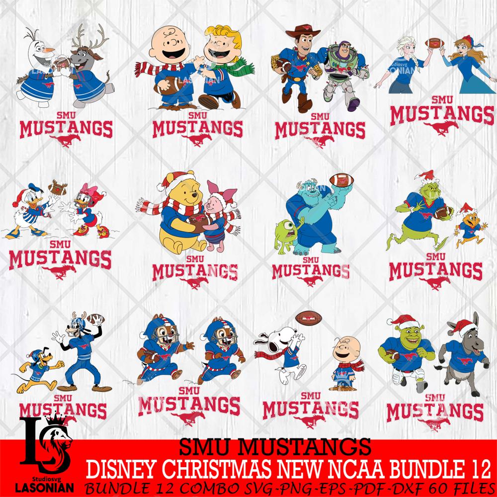 SMU Mustangs Disney Christmas New NCAA Bundle 12 – lasoniansvg