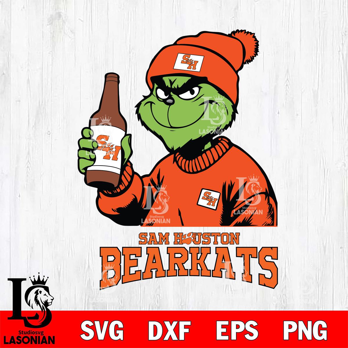 Sam Houston Bearkats Grinch Drinking Beer Christmas – lasoniansvg