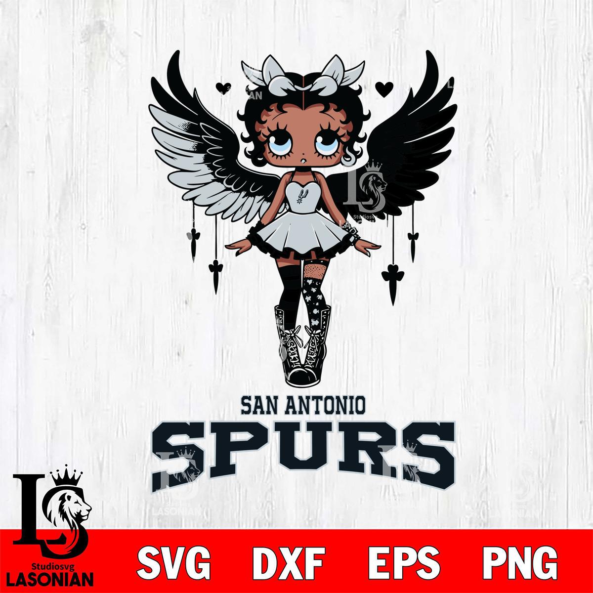 San Antonio Spurs Anglel Black Fan Girl Betty Boop – lasoniansvg