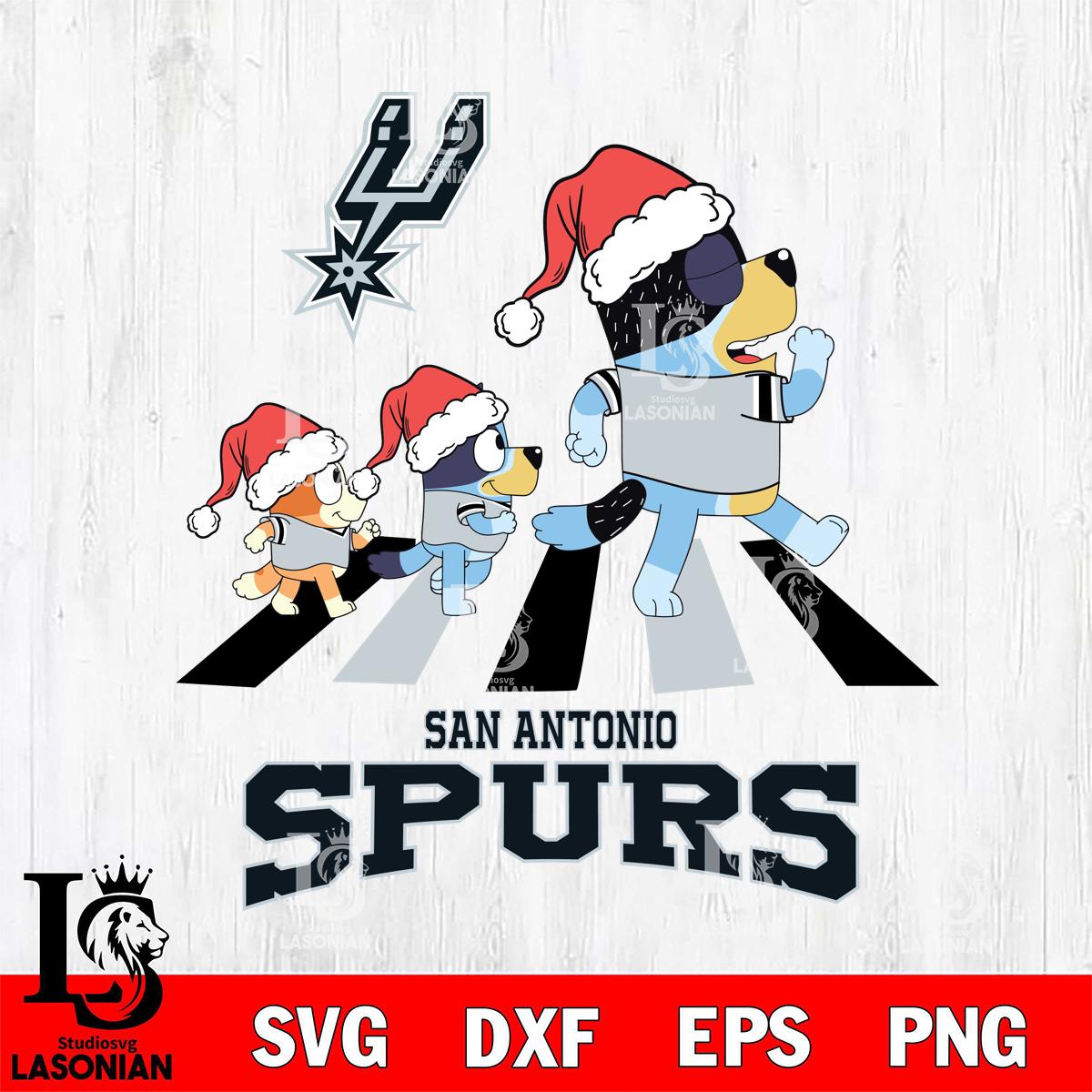 San Antonio Spurs Christmas Family Bluey Walking – lasoniansvg
