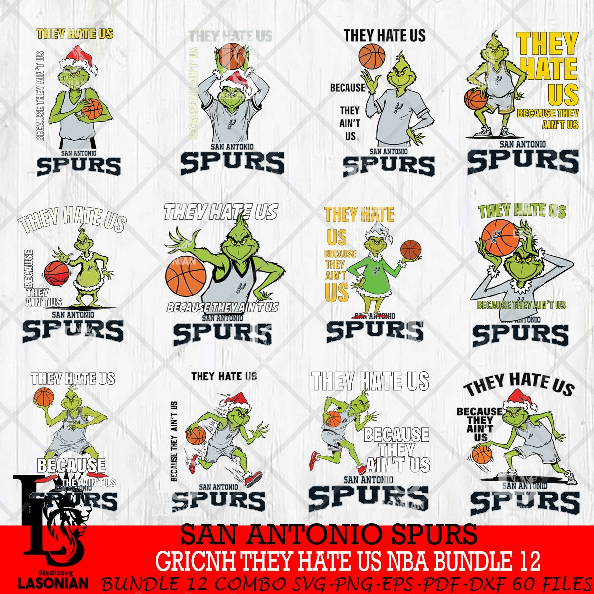 San Antonio Spurs Grinch Christmas NBA Bundle File Cut, Bundle NBA SVG ...