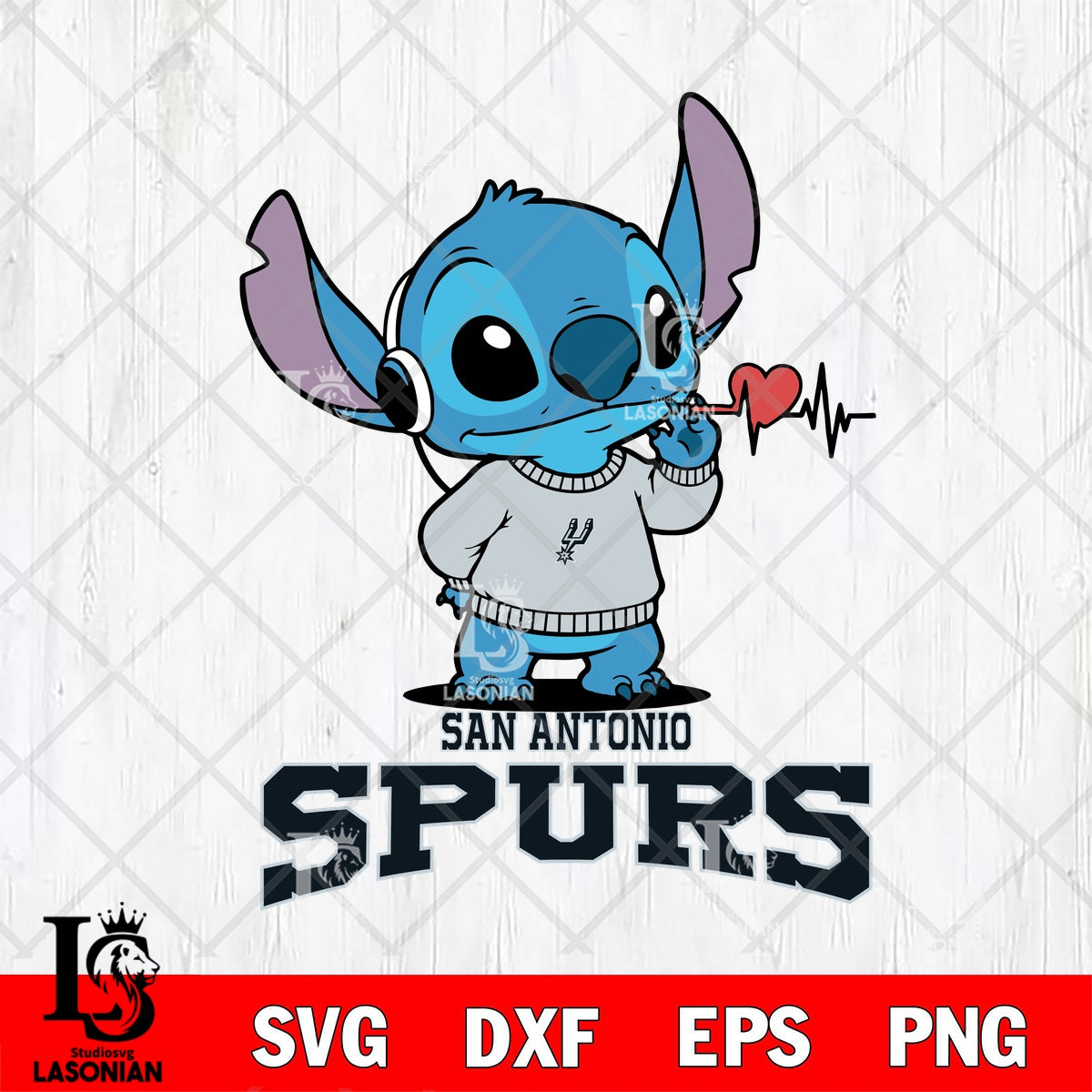 San Antonio Spurs Stitch Headphones Heart File cut , Criucut , Digital ...