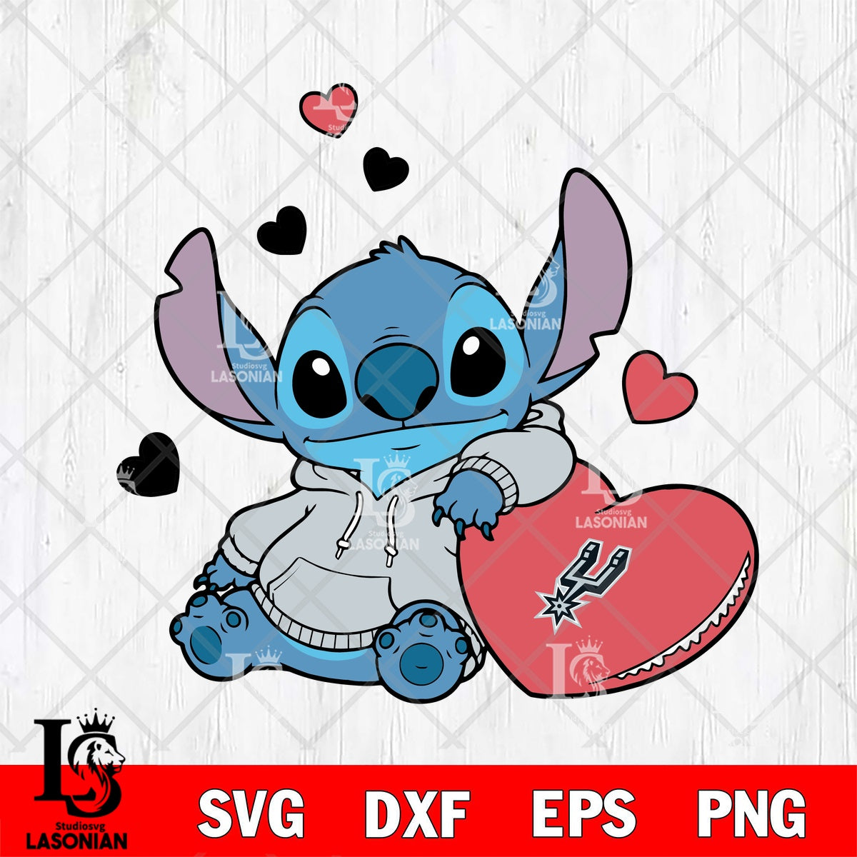 San Antonio Spurs Stitch Hugging Big Heart File cut , Criucut , Digital ...