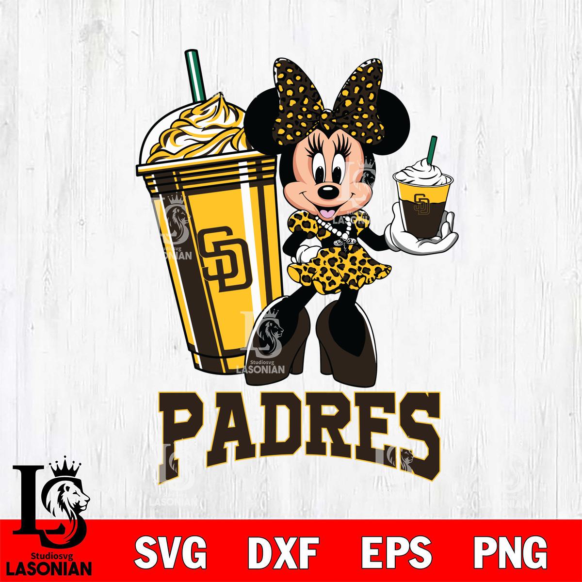 San Diego Padres Minnie Mouse Fan And Coffee – lasoniansvg