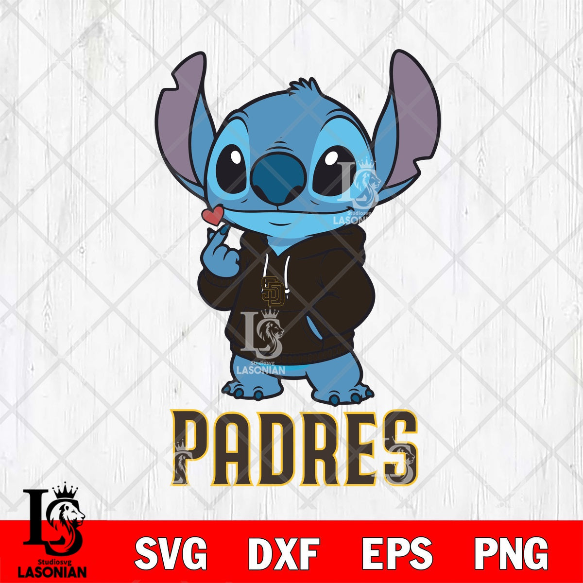 San Diego Padres Stitch finger heart File cut , Criucut , Digital ...