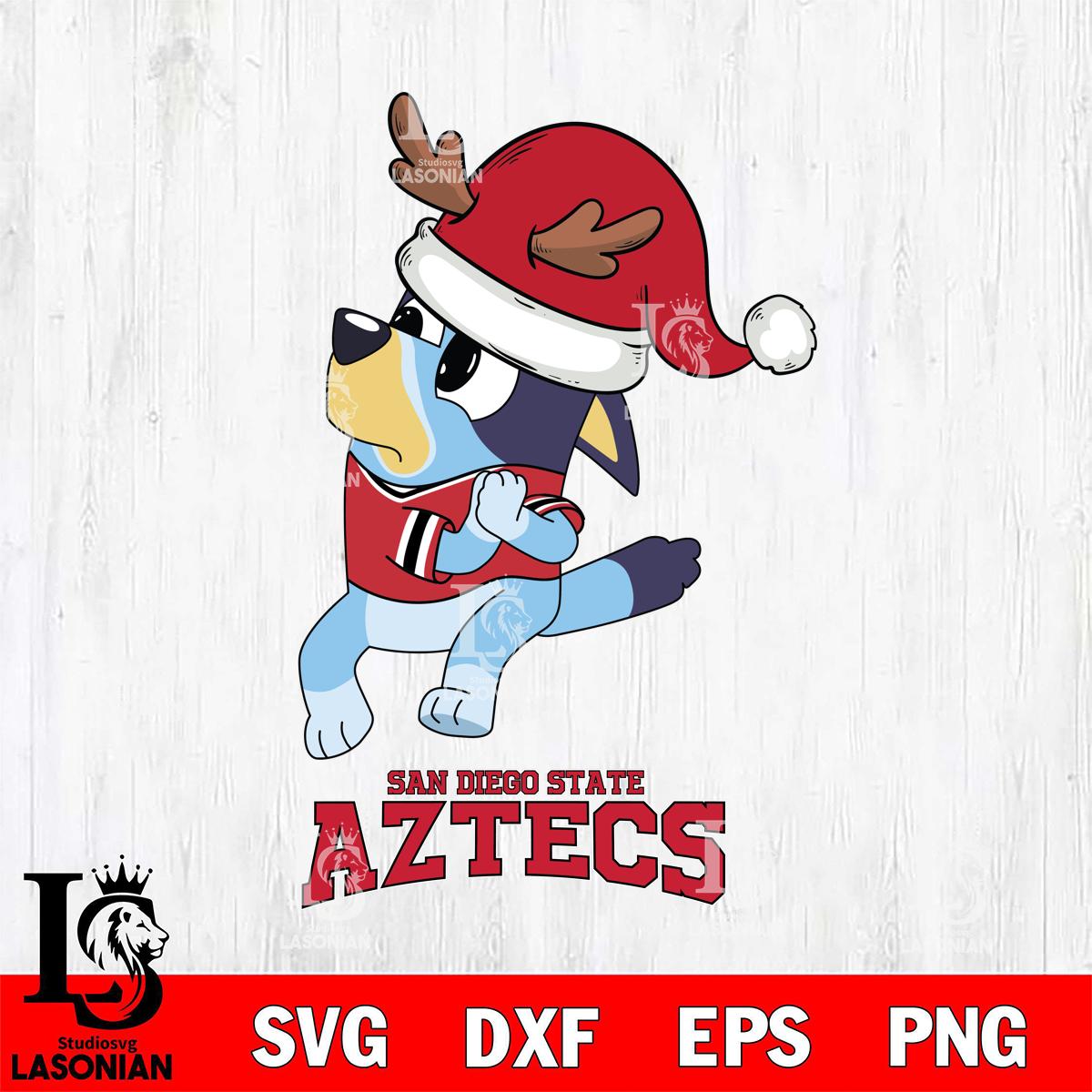 San Diego State Aztecs Christmas Bluey Santa Claus – lasoniansvg