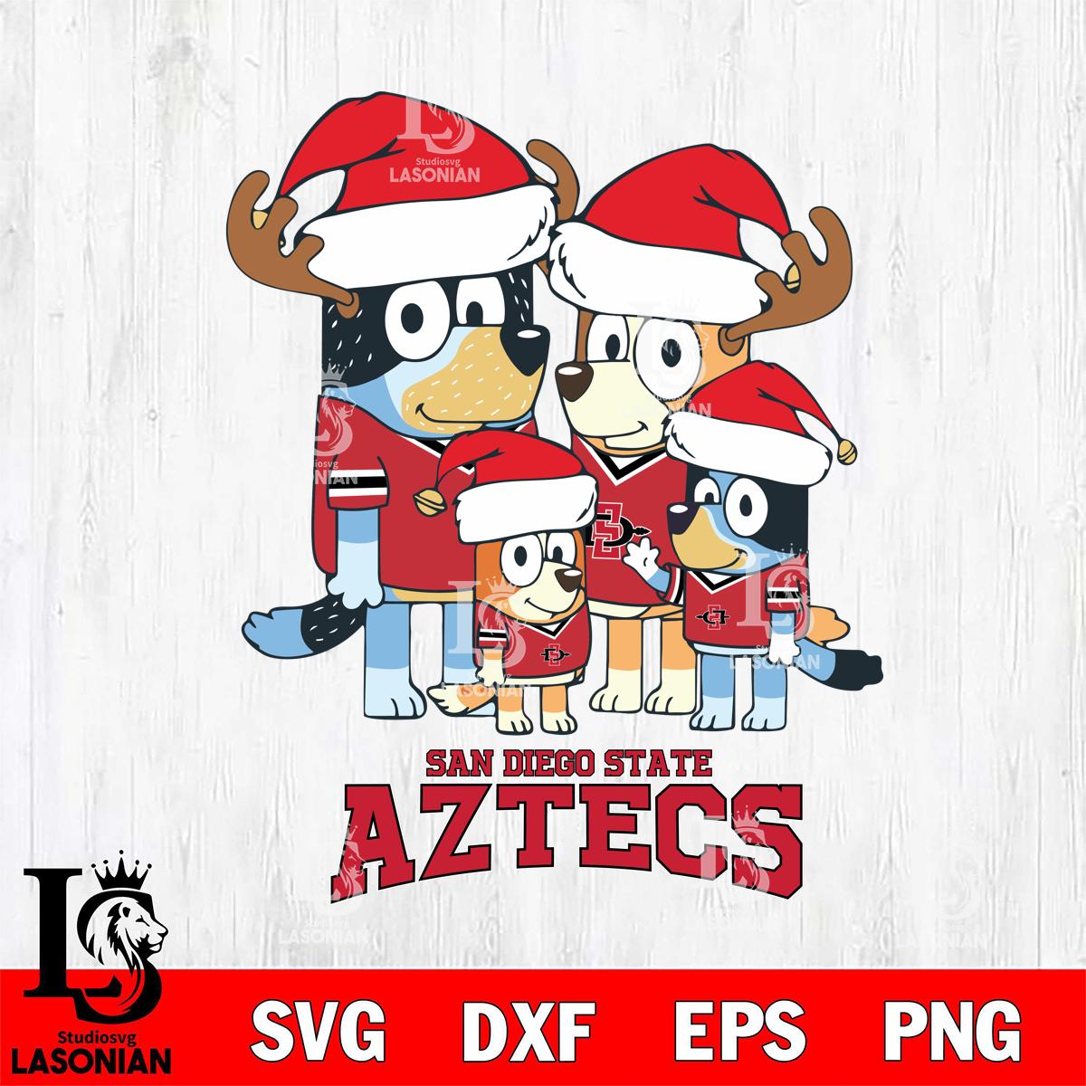 San Diego State Aztecs Christmas Bluey Santa Family – lasoniansvg