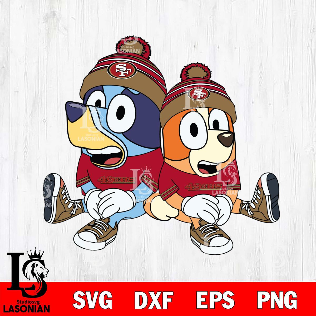 San Francisco 49ers Bluey & Bingo Football – lasoniansvg
