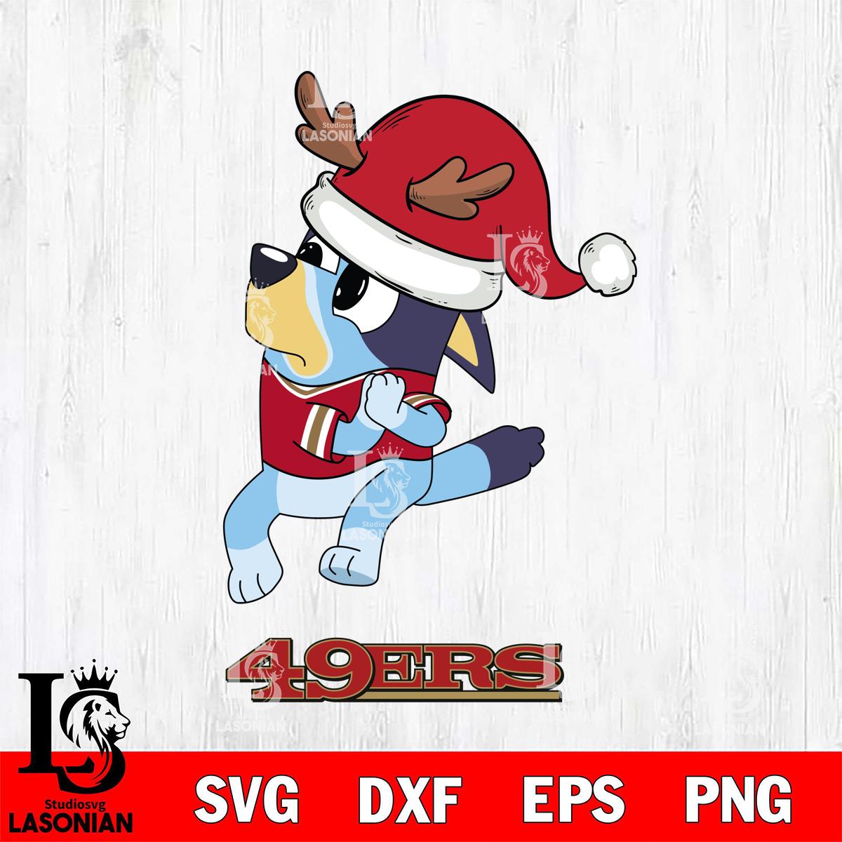 San Francisco 49ers Christmas Bluey Santa Claus – lasoniansvg